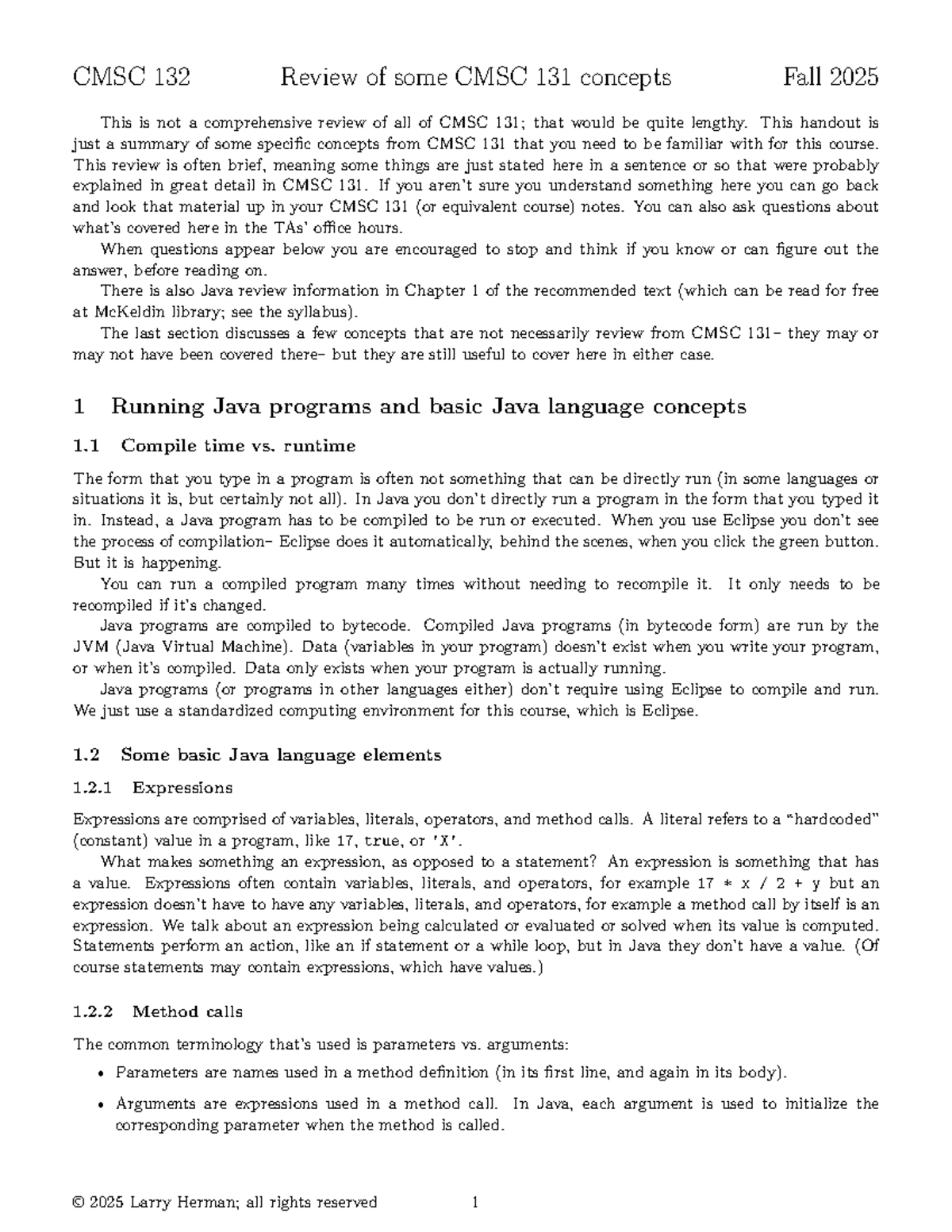 CMSC 132 Key Concepts Review from CMSC 131 - Fall 2025 - Studocu
