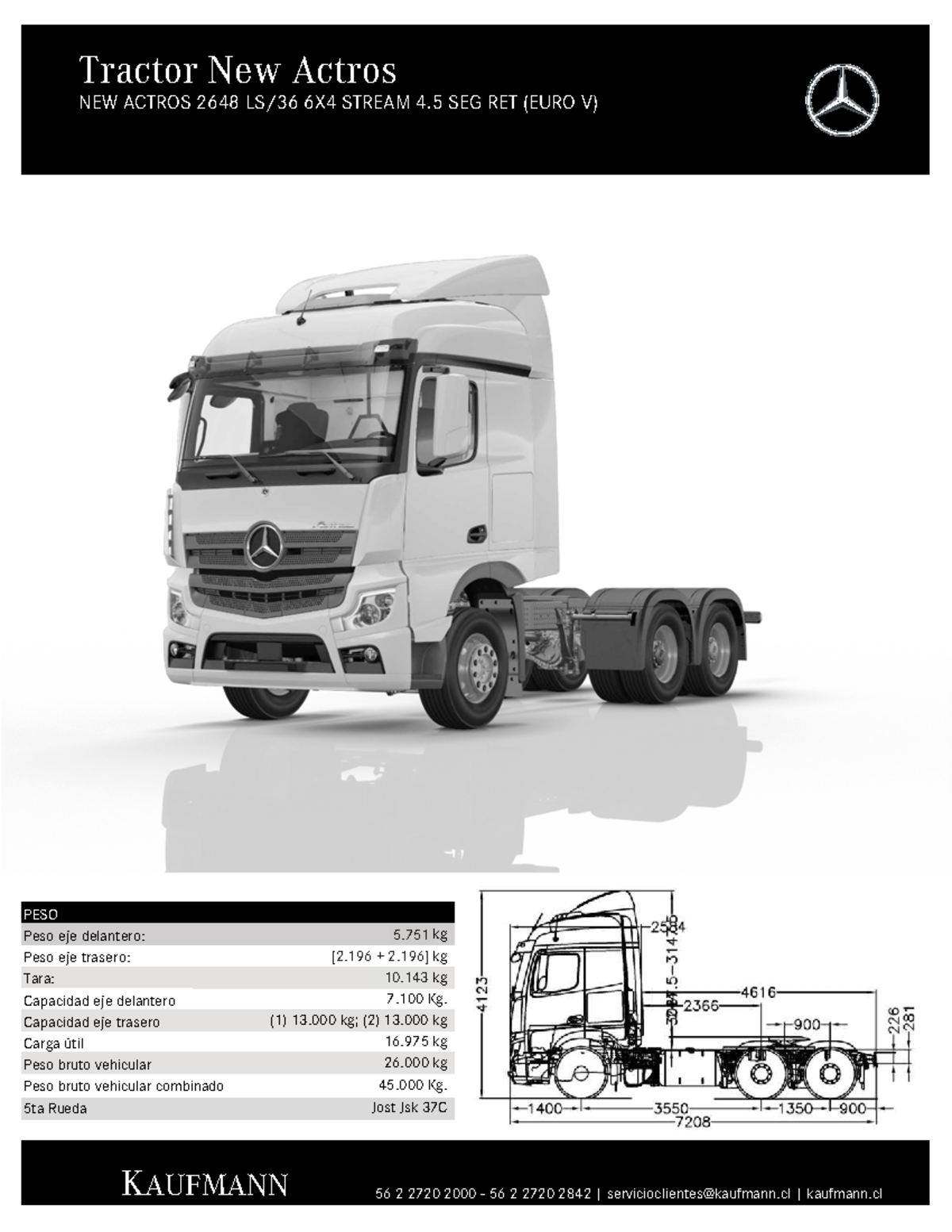 Ficha NEW Actros 2648 LS 36 6X4 Stream 4.5 SEG RET (EURO V) - 1& 1FTP ...
