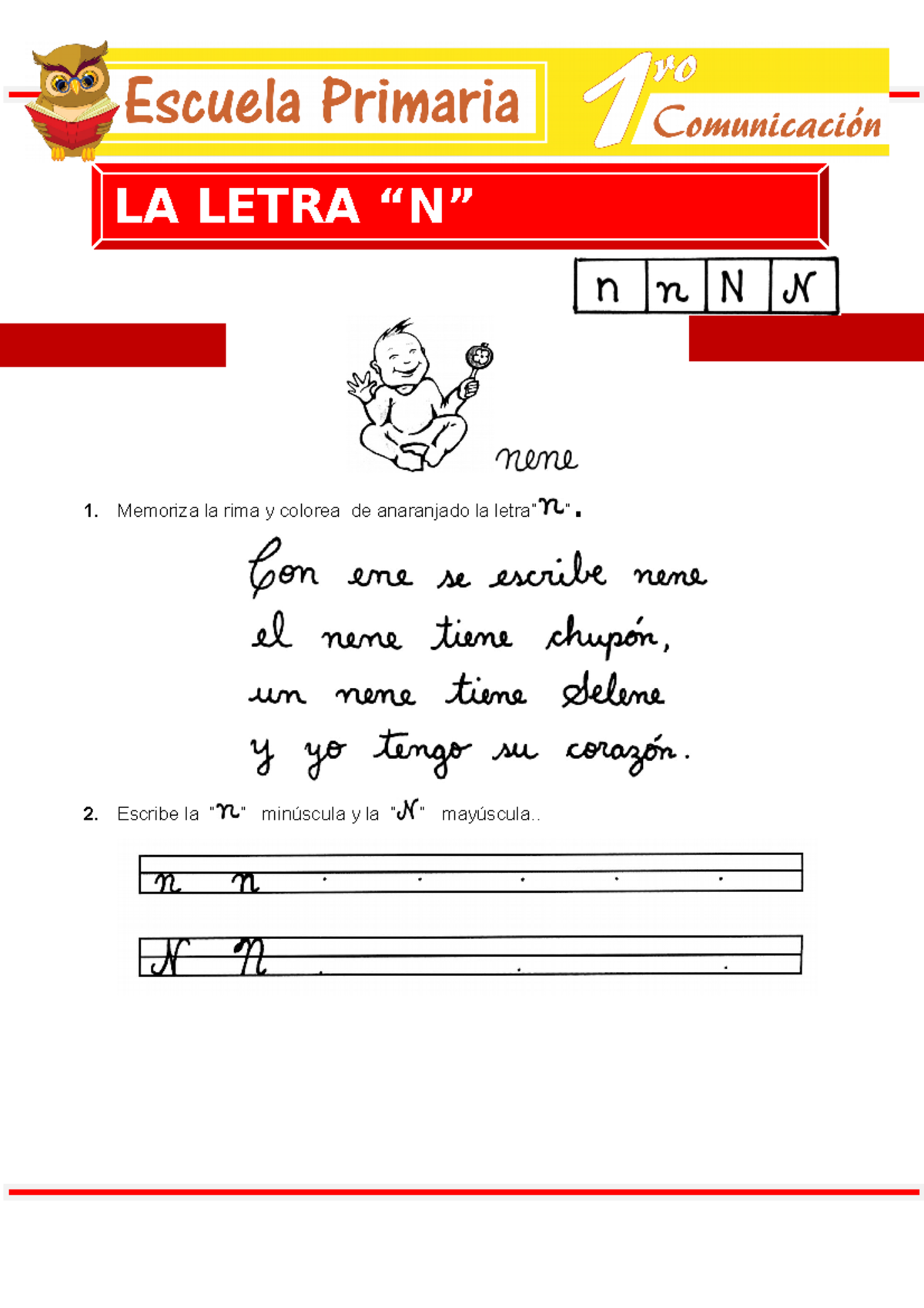 La-Letra-N-para-Primero-de-Primaria - Primero de Primaria 1. Memoriza ...