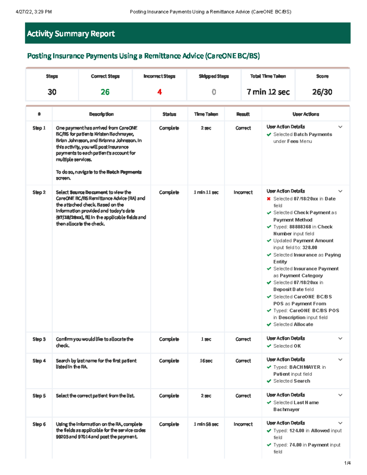 CareONE BC/BS: Posting Insurance Payments Using Remittance Advice - Studocu