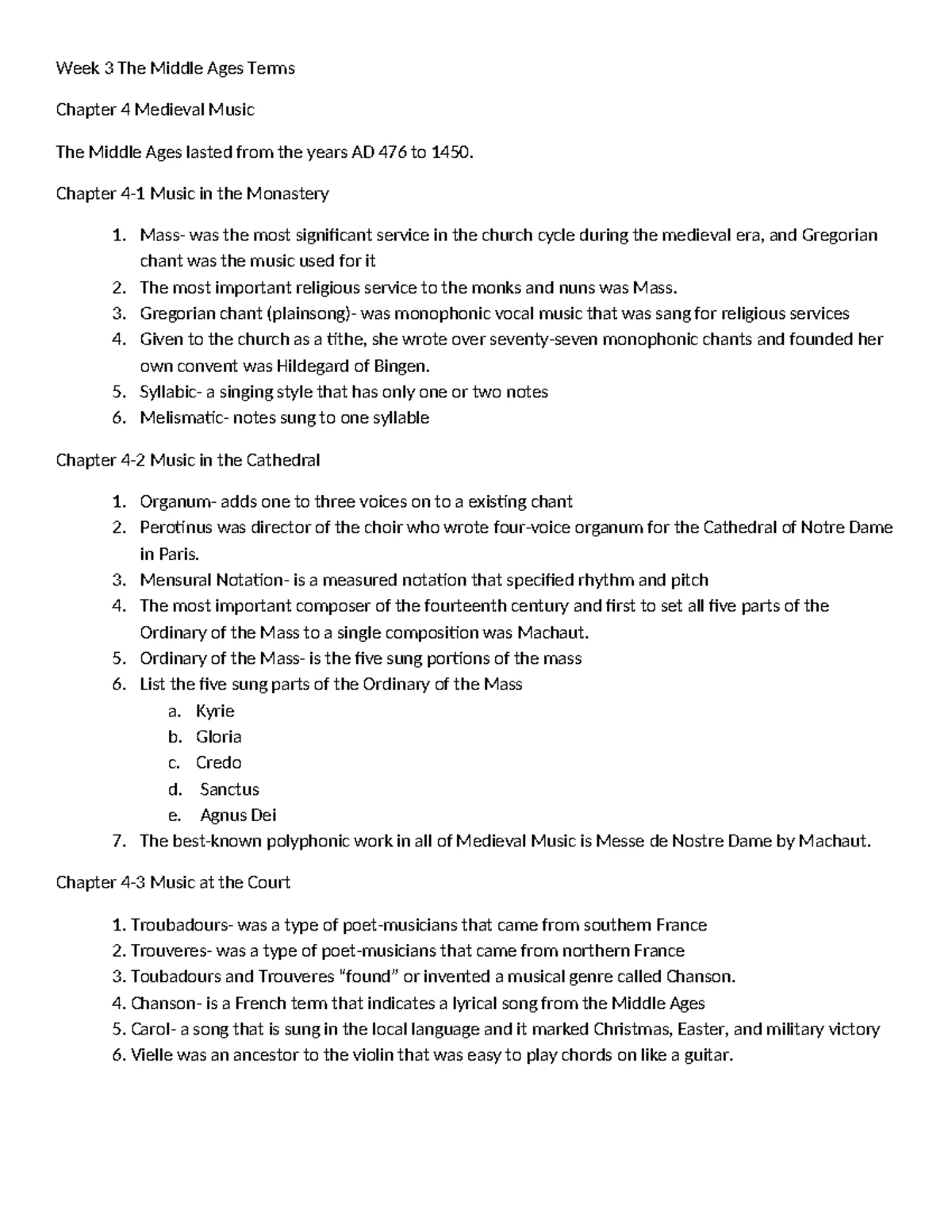 Music Appreciation study guide for midterms - Midterm study guide The ...