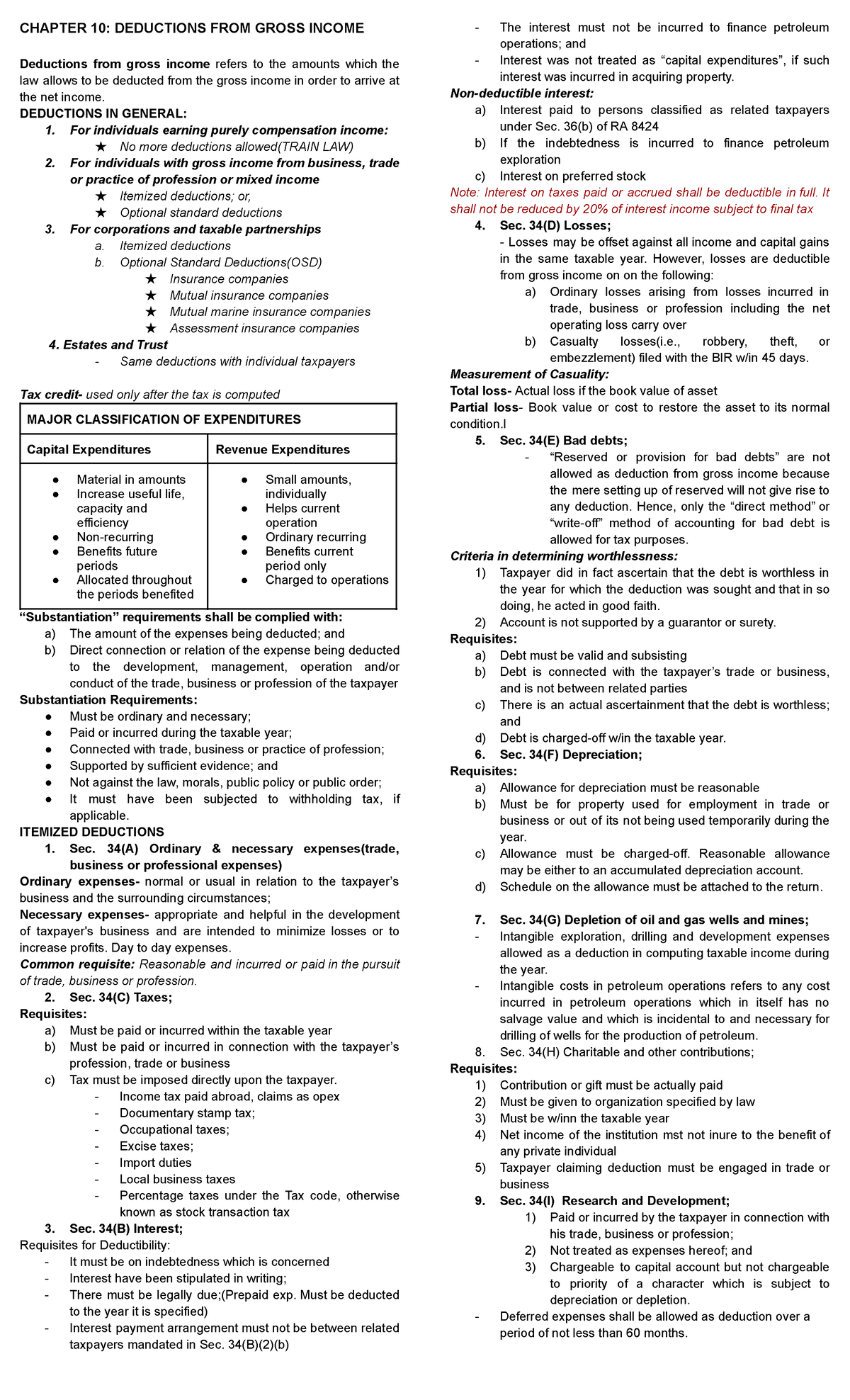 Chapter 10 Deductions FROM Gross Income - CHAPTER 10: DEDUCTIONS FROM ...