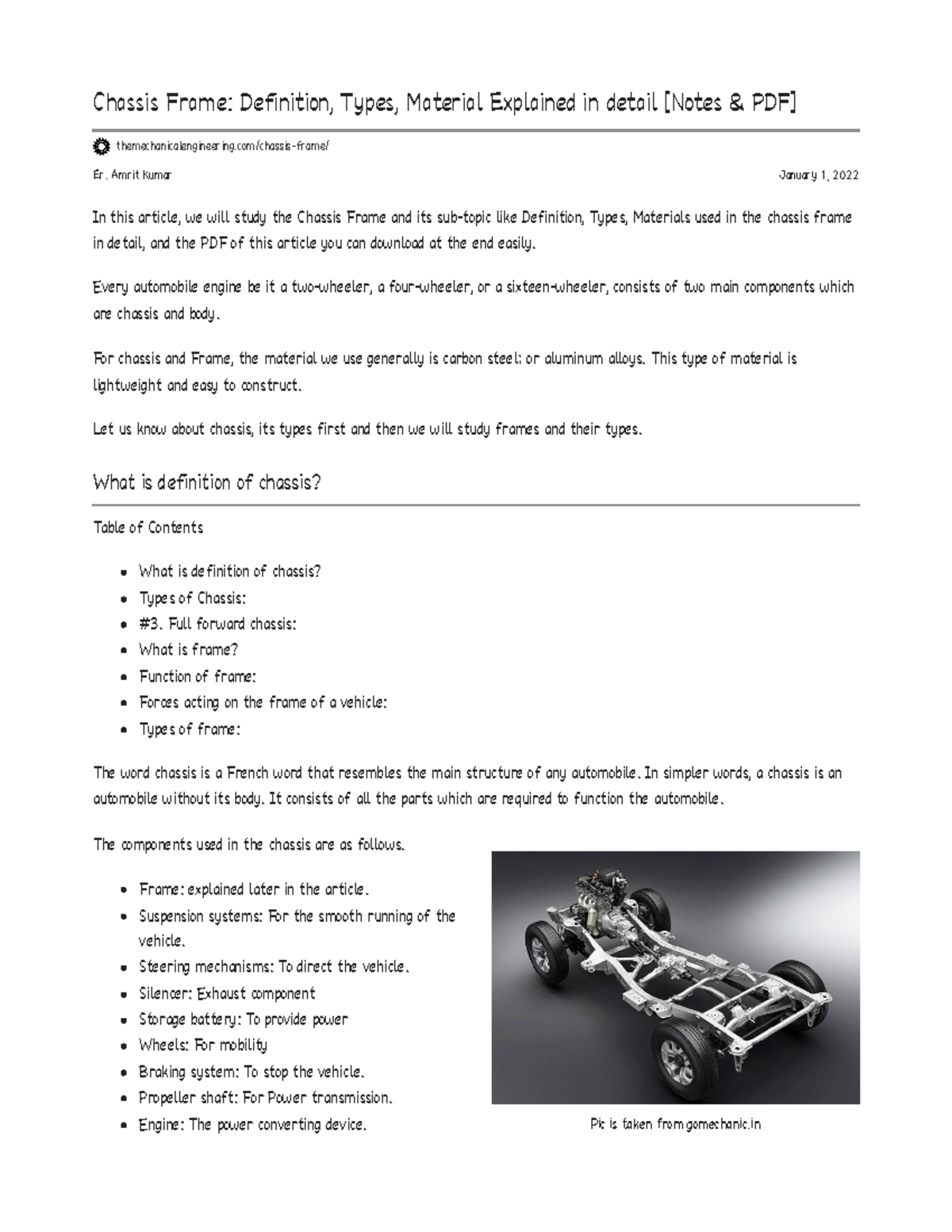 Chassis Frame Overview: Types, Materials, and Functions Explained - Studocu