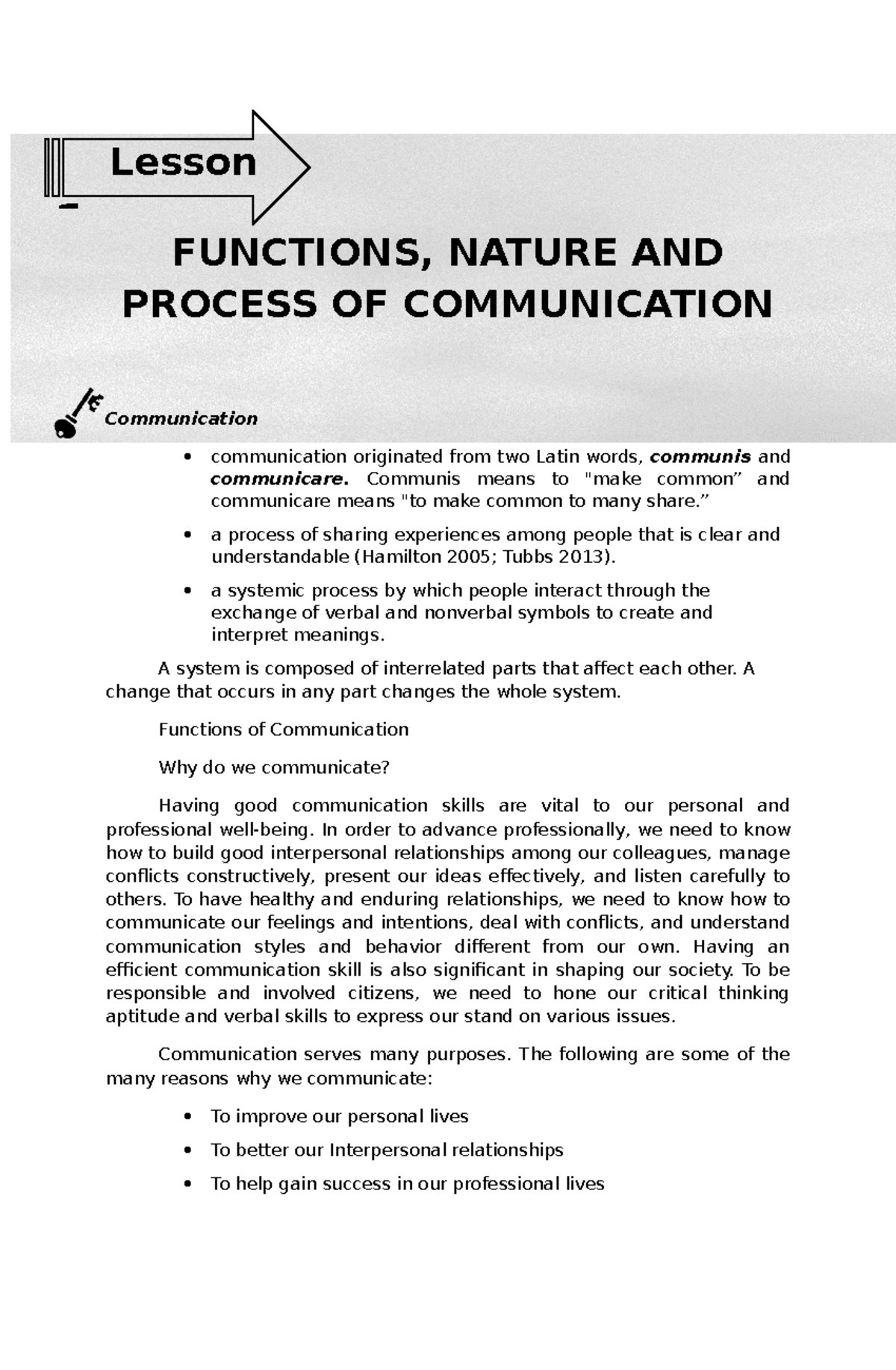 Functions and Nature of Communication: An Overview (COM100) - Studocu