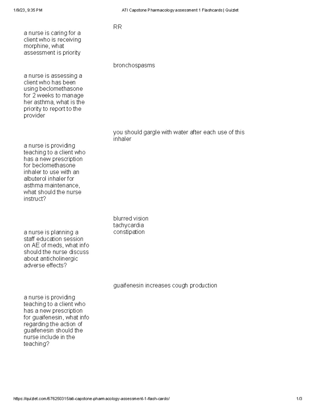 ATI Capstone Pharm: Pharmacology Assessment 1 Study Notes - Studocu