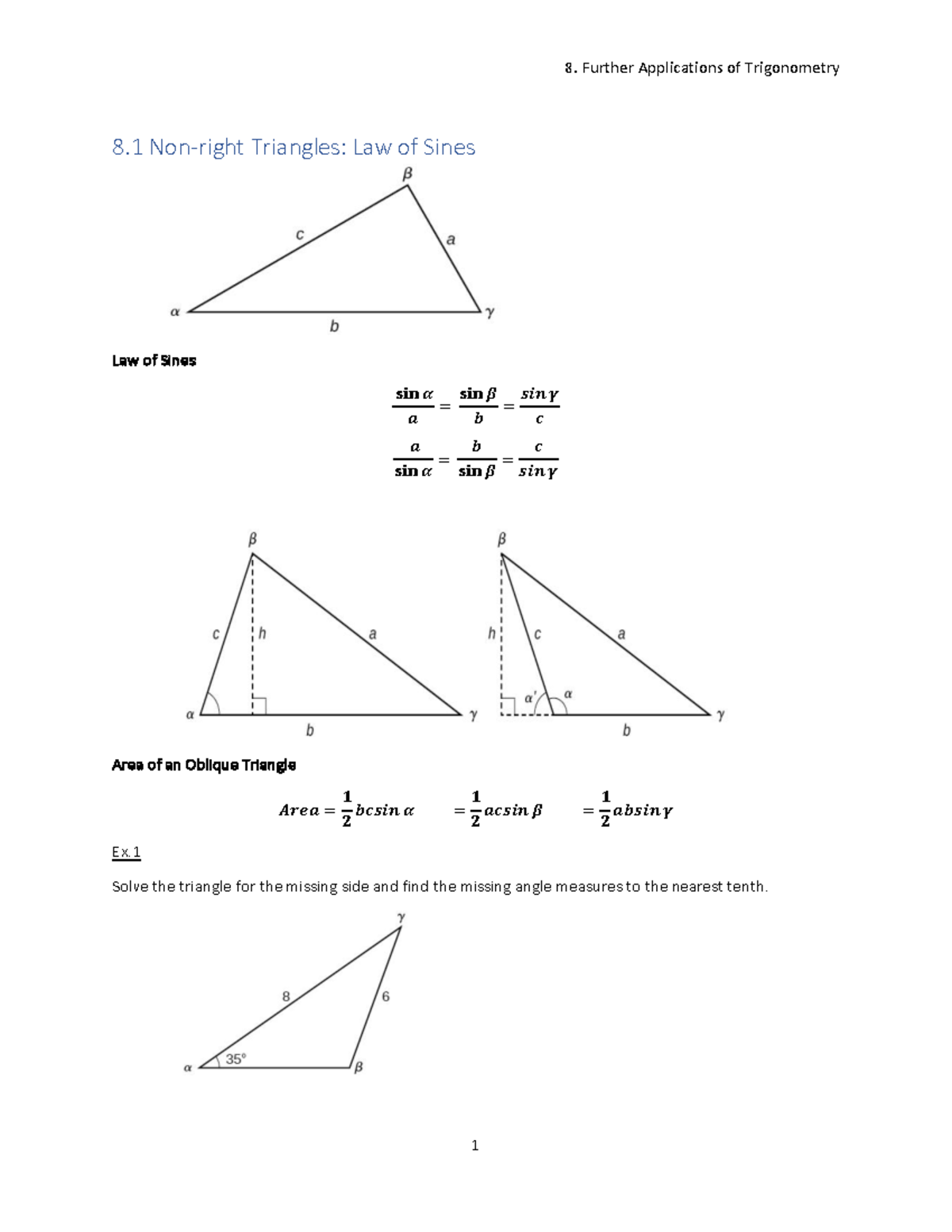 Further Applications of Trigonometry: Law of Sines & Polar Coordinates ...