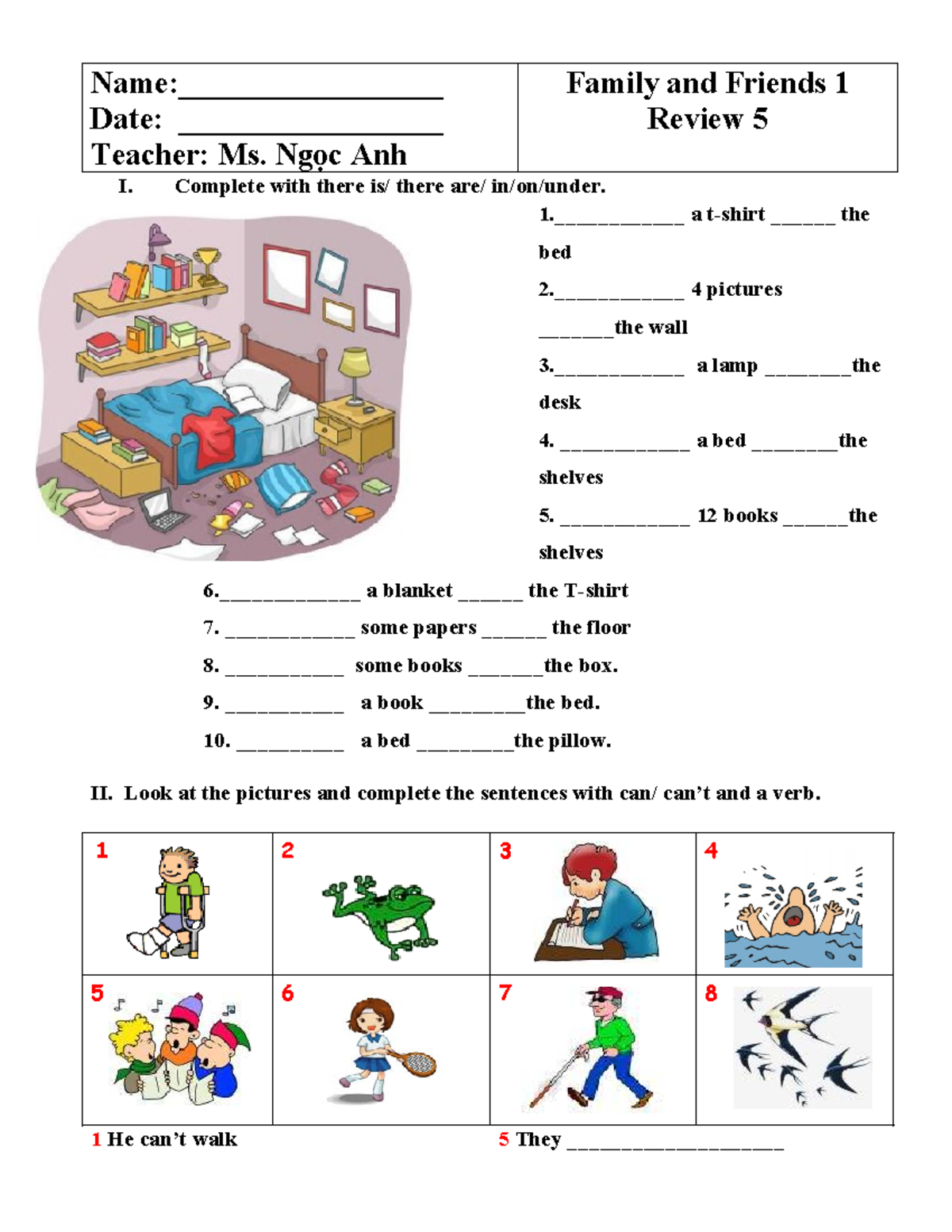 Fa1.Unit 15 - Family and Friends 1 Review Worksheet - Studocu