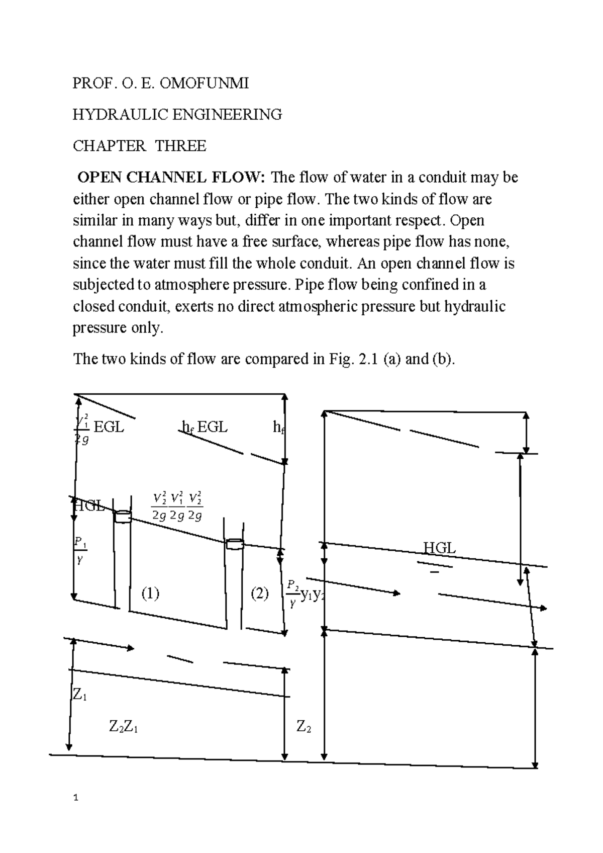 CVE 409 Hydraulic Engineering: Chapter 3 - Open Channel Flow Analysis ...