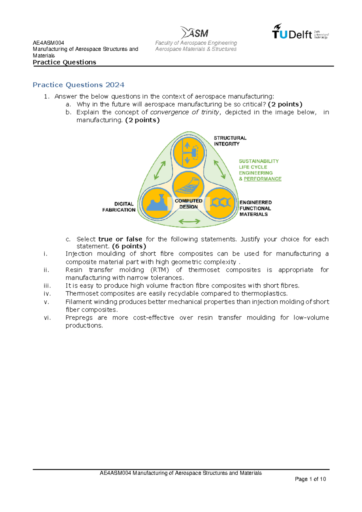 AE4ASM004 Practice Questions for Aerospace Structures & Materials 2024 ...