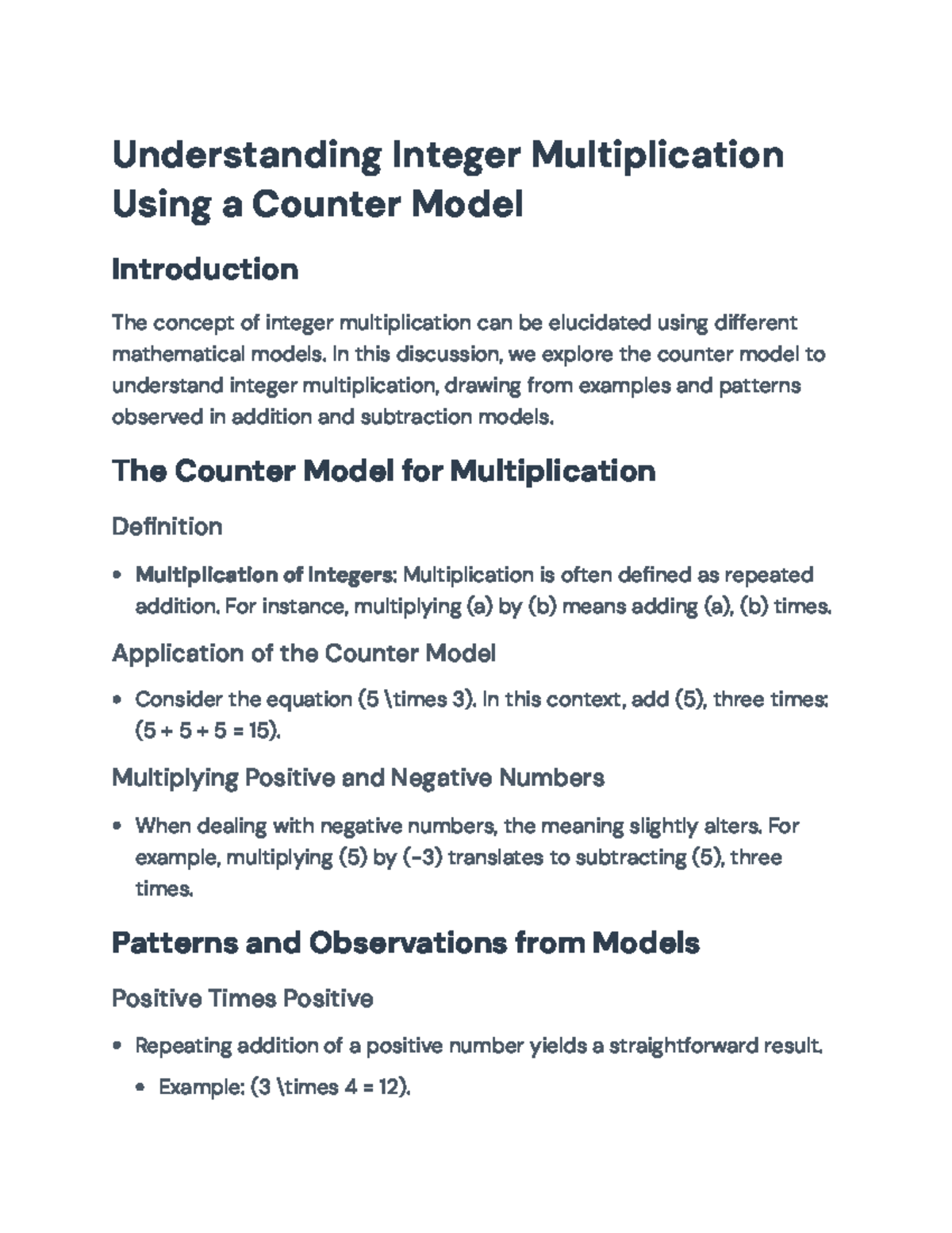 Integer Multiplication Explained: The Counter Model Approach ...