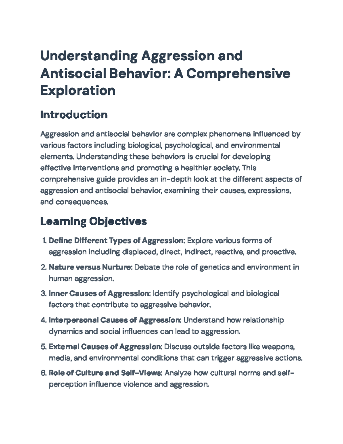 Understanding Aggression and Antisocial Behavior: A Thorough Overview ...