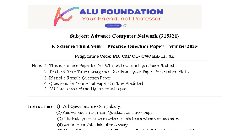 ACN (315321) K Scheme Winter 2025 Practice Question Paper - Studocu