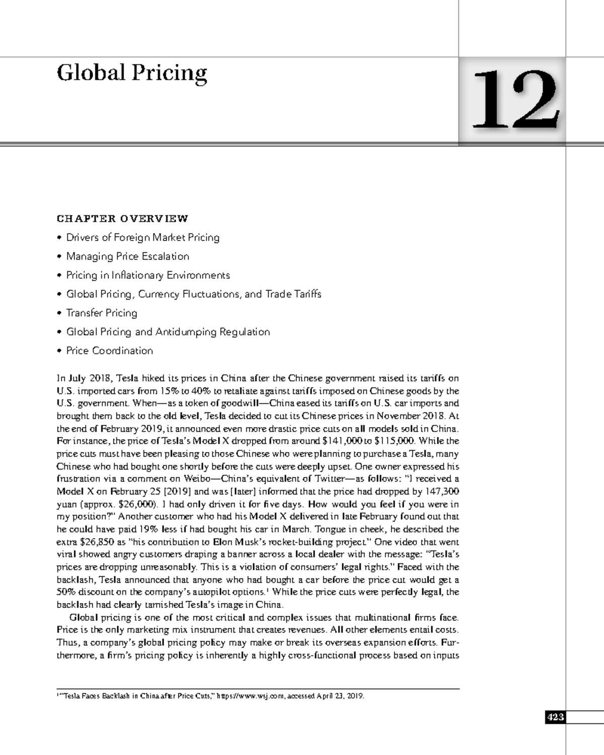 Global Pricing Strategies: Chapter 12 Overview (MKTG 301) - Studocu