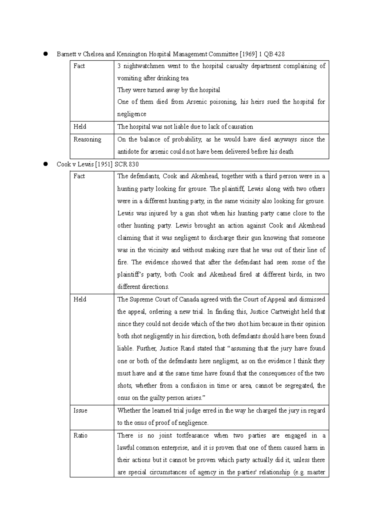 Causation Cases - Law Coursework Analysis (Course Code: LAW101) - Studocu