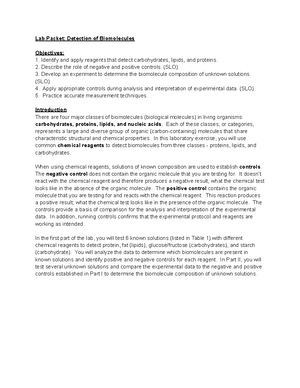 Lab Packet: Enzyme Action Part I - Investigating Amylase Activity - Lab ...