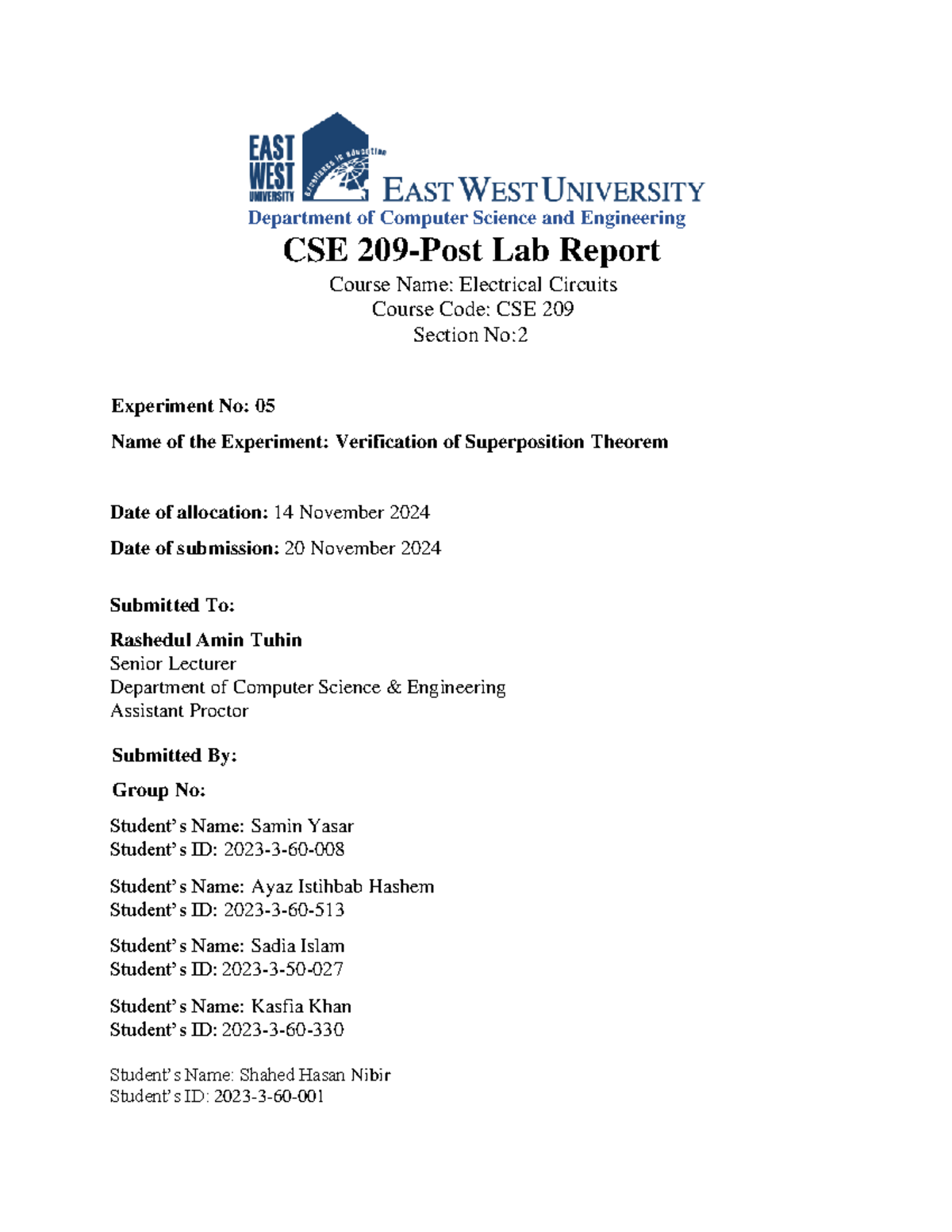 Lab 5 Post Lab Report - lab - Department of Computer Science and Engineering CSE 209-Post Lab ...