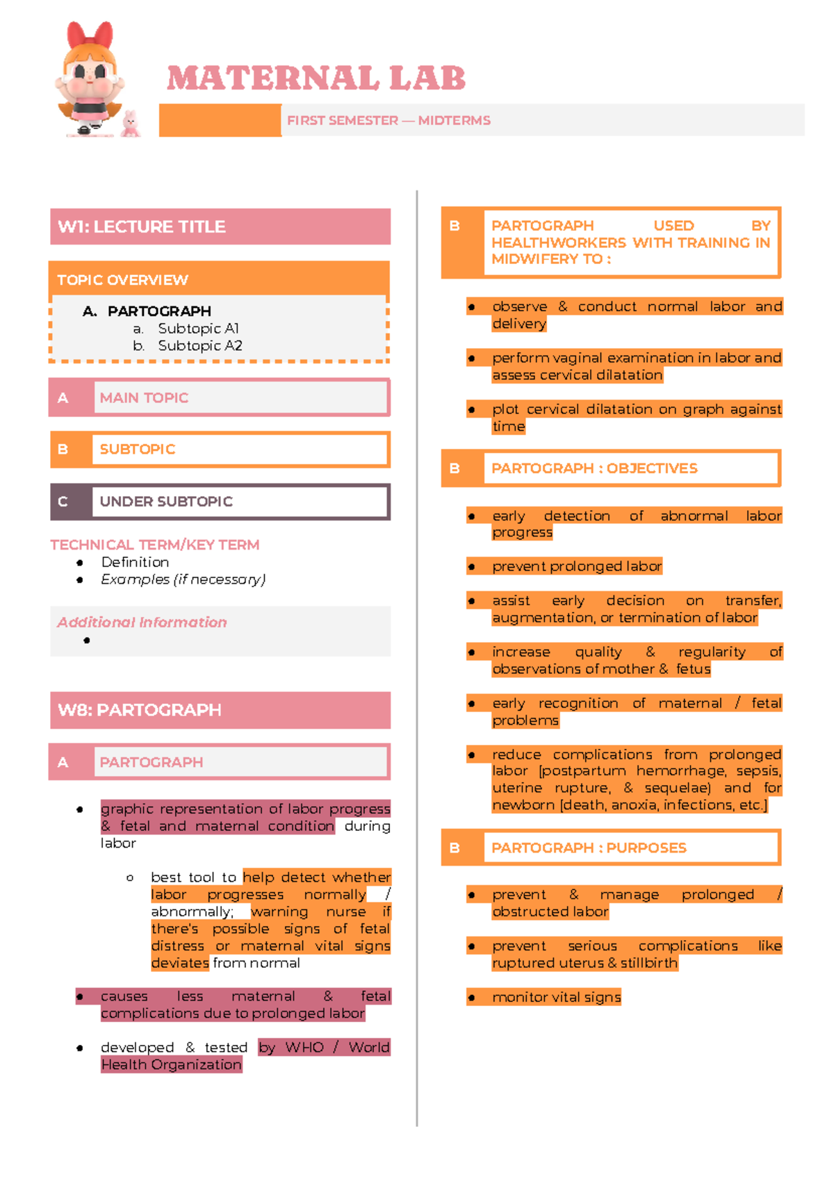Maternal LAB Midterm Study Notes on Partograph Usage - Studocu