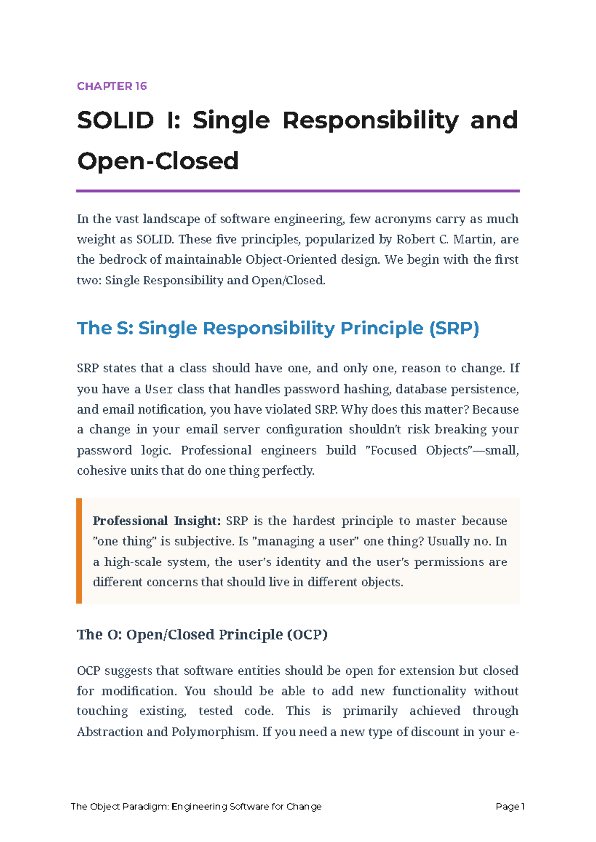 CHAPTER 16: Understanding SOLID Principles - SRP & OCP Explained - Studocu
