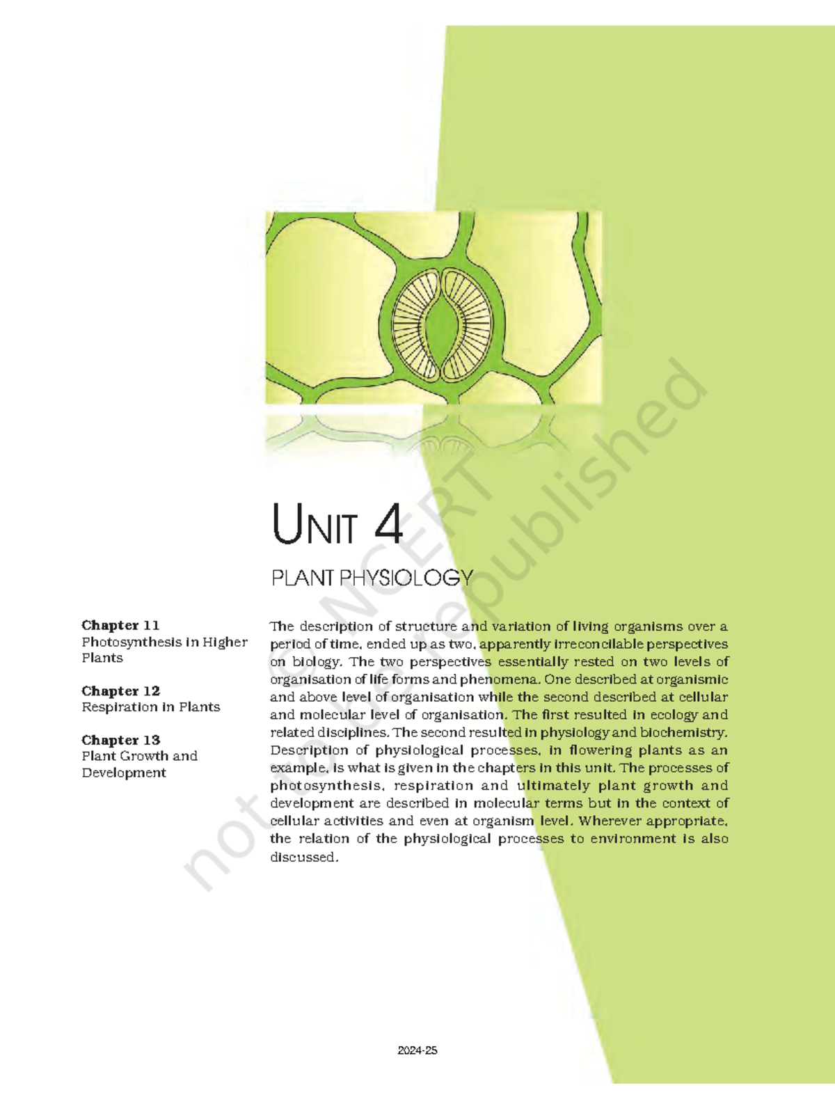 UNIT 4 PLANT PHYSIOLOGY: Photosynthesis, Respiration & Growth - Studocu