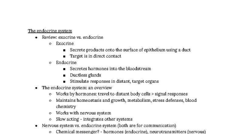 Human Anatomy: Overview of the Endocrine System (BIO 101) - Studocu