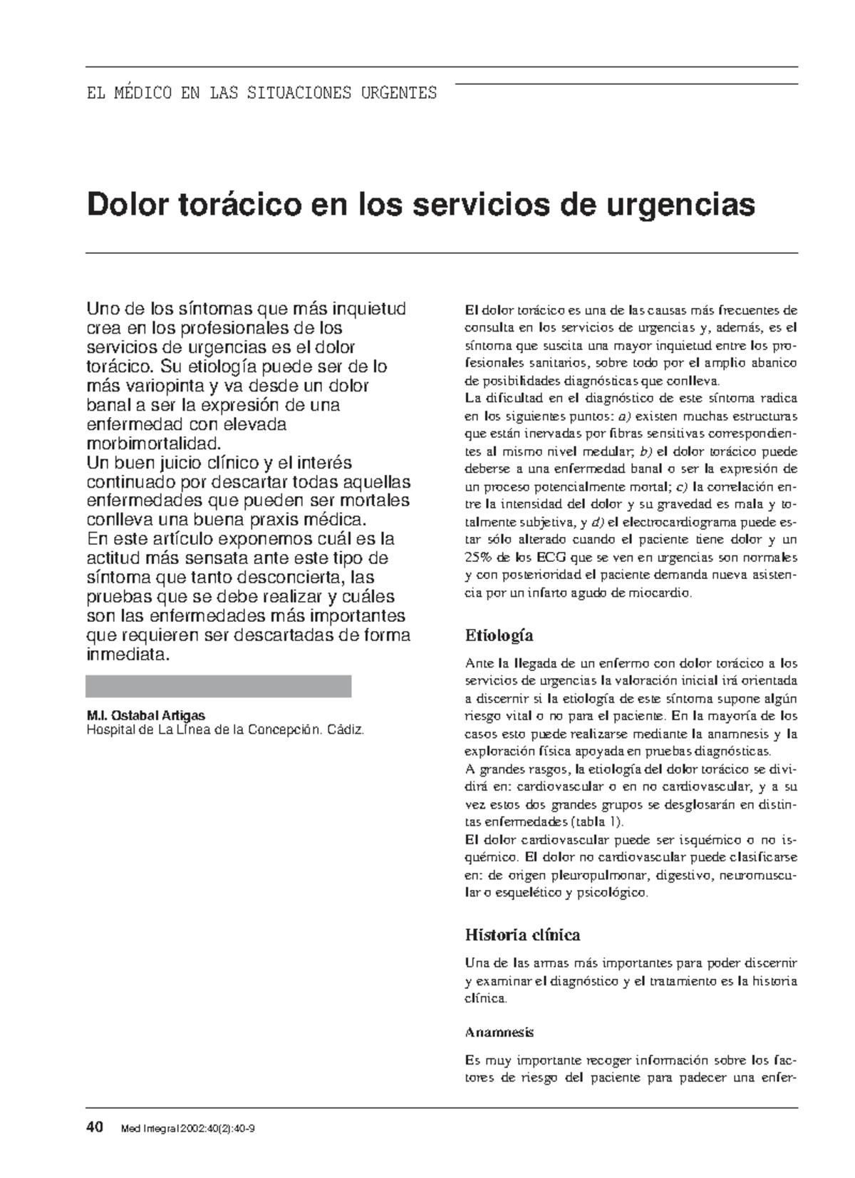 Dolor Torácico en Urgencias: Evaluación y Manejo Clínico - Studocu