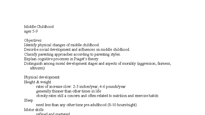 Middle Childhood Development: Key Theories & Influences (EDU 101) - Studocu