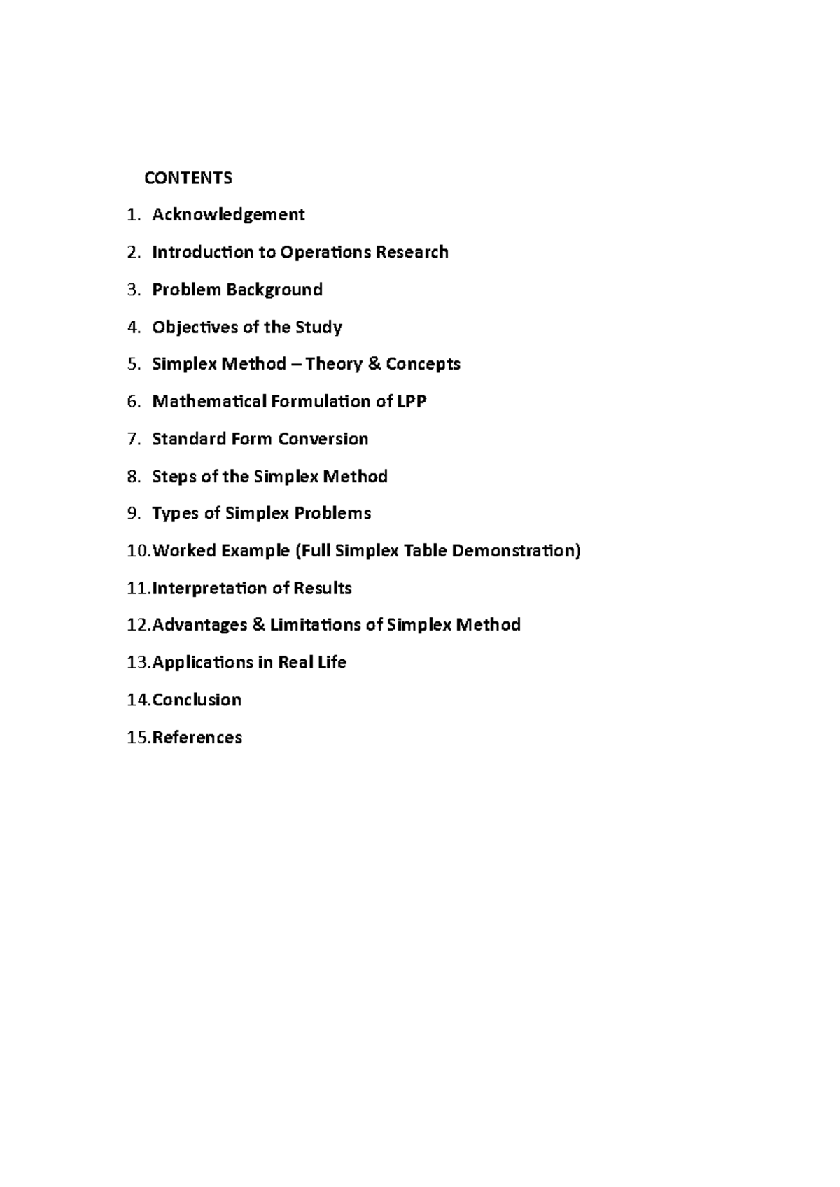Operations Research: Simplex Method Overview and Applications - Studocu