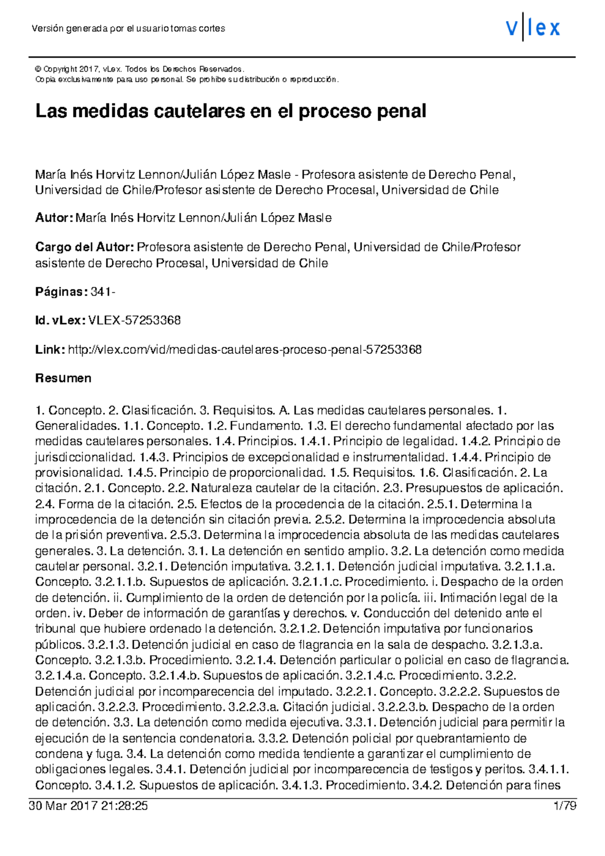 Las Medidas Cautelares en el Proceso Penal - Derecho Penal 101 - Studocu