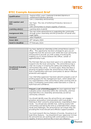 BTEC Nationals Uniformed Public Services Unit 2: Behaviour & Discipline ...