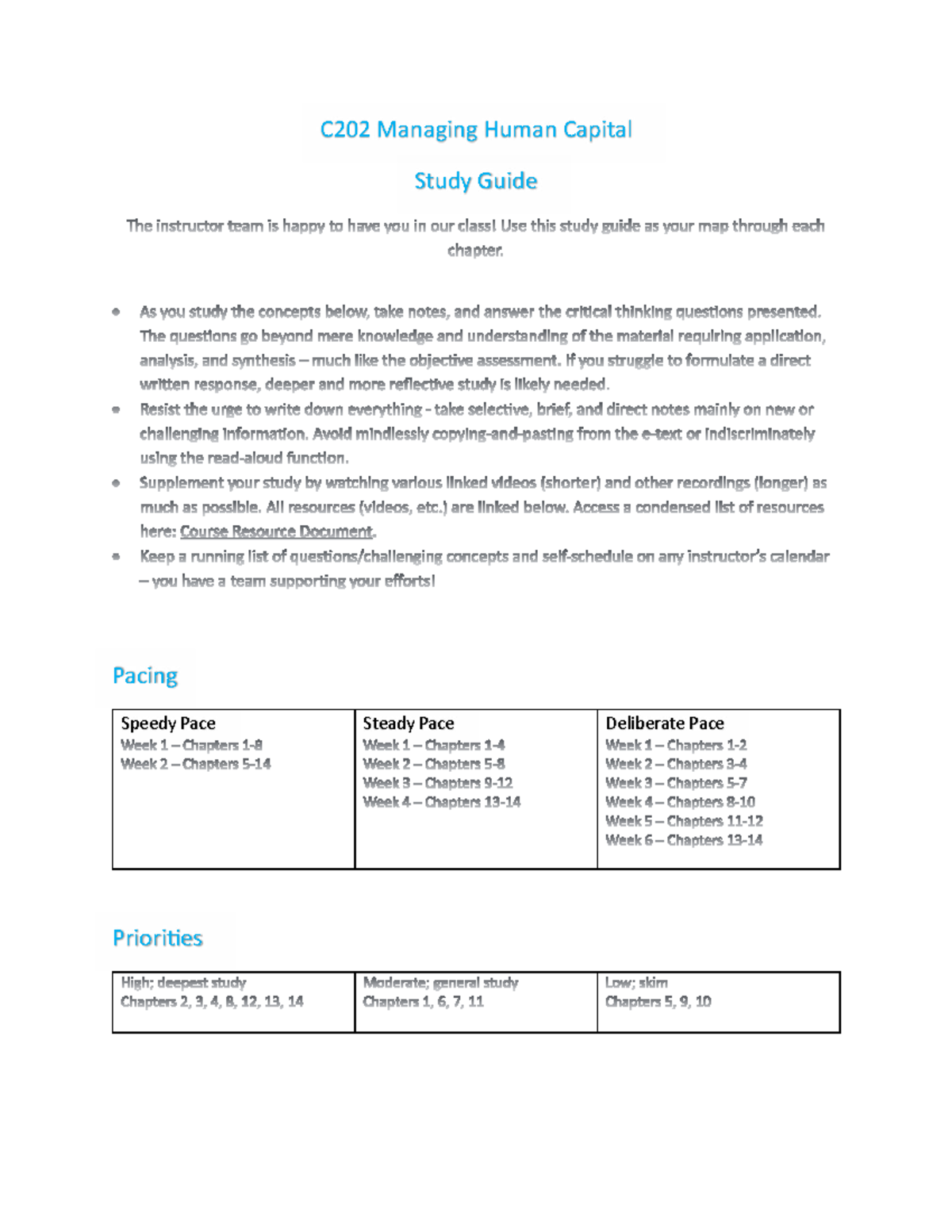C202 Managing Human Capital: Comprehensive Study Guide & Resources - Studocu