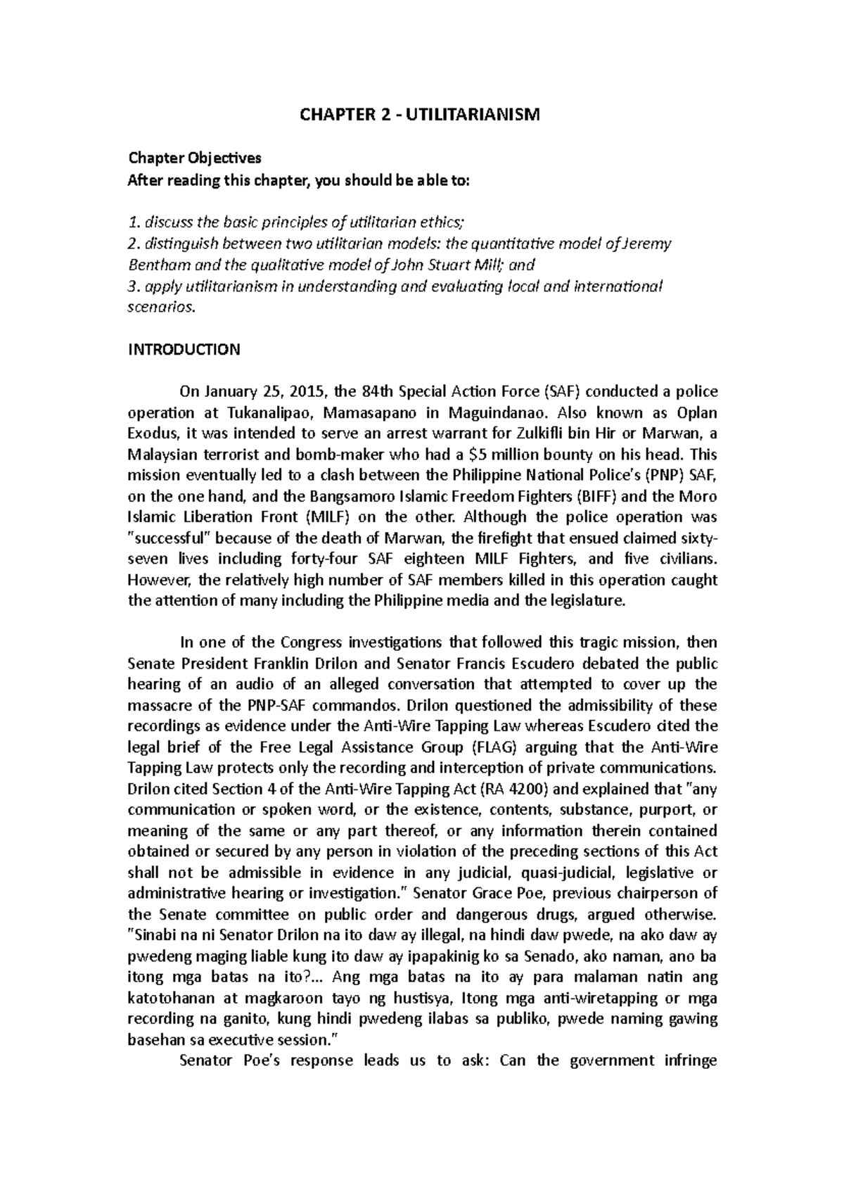 Chapter 2: Understanding Utilitarianism and Its Ethical Implications ...