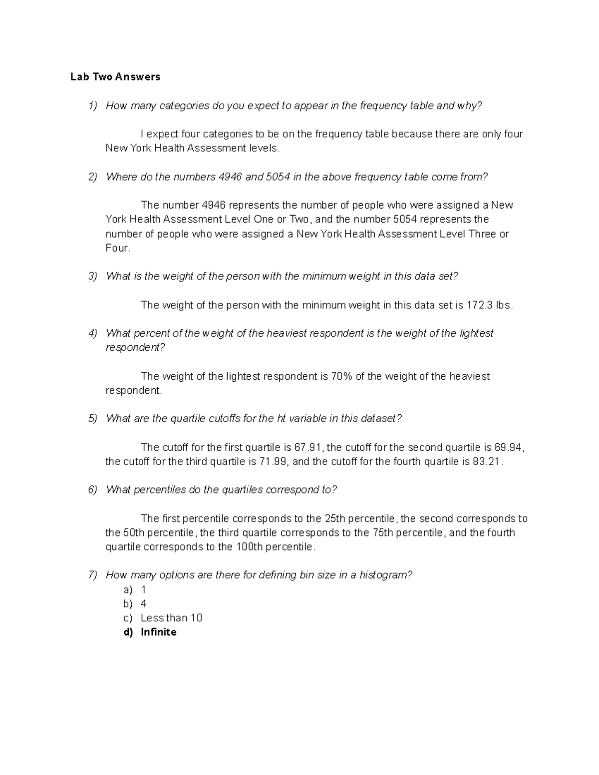 Lab Two Answers - Sophia Crysler - Lab Two Answers 1) How many ...