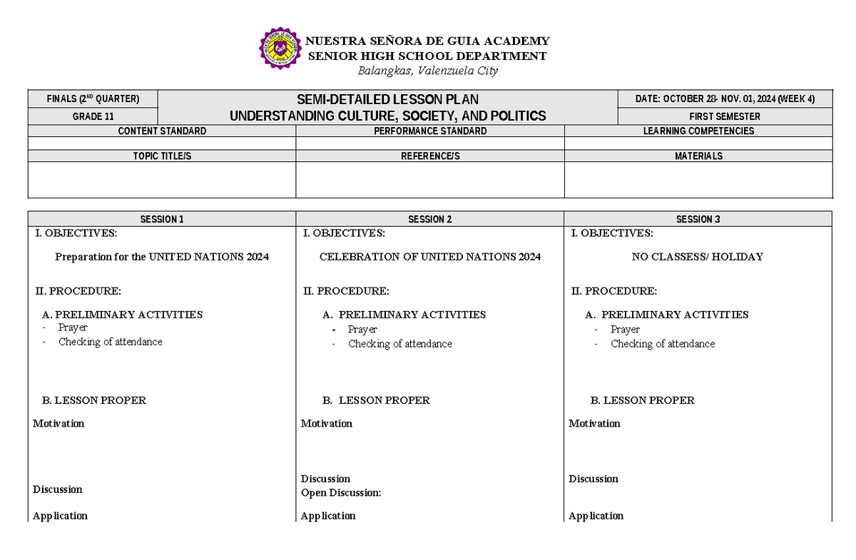 FINAL LESSON PLAN: UCSP GRADE 11 (2ND QUARTER) 2024 - Studocu