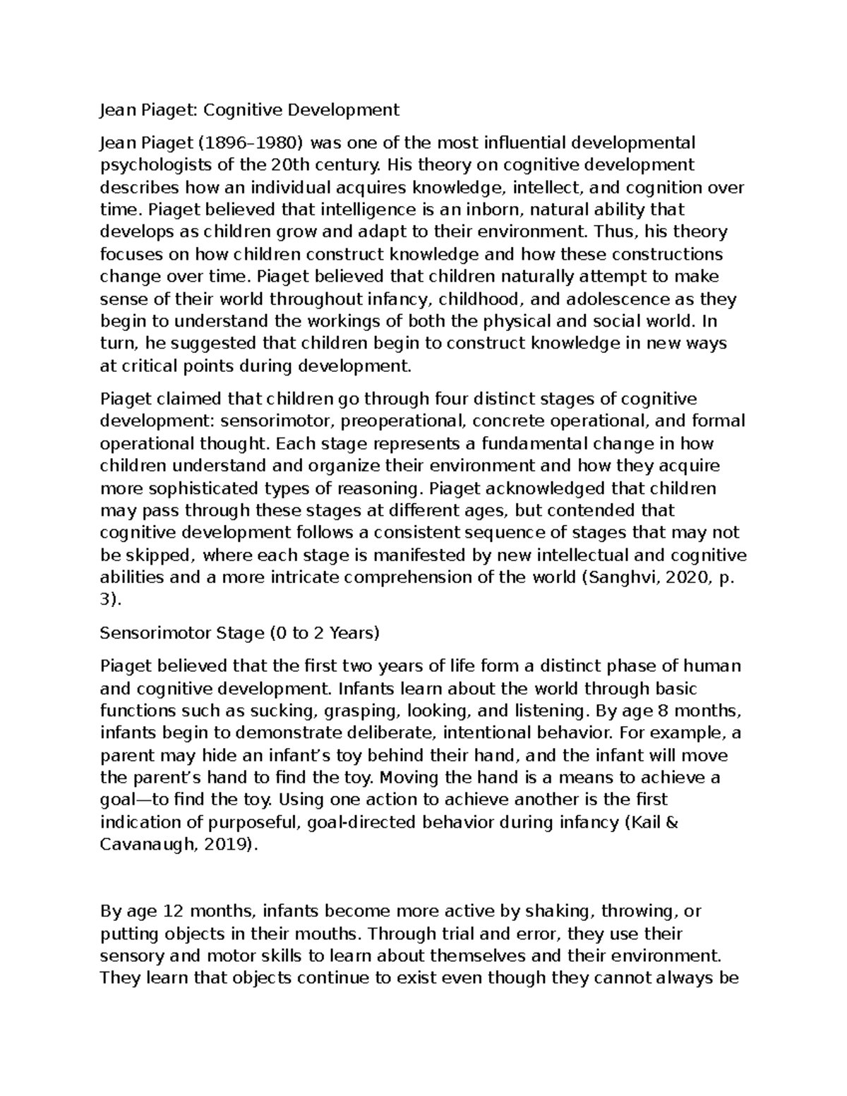 Cognitive Development Stages According to Jean Piaget: Overview and ...