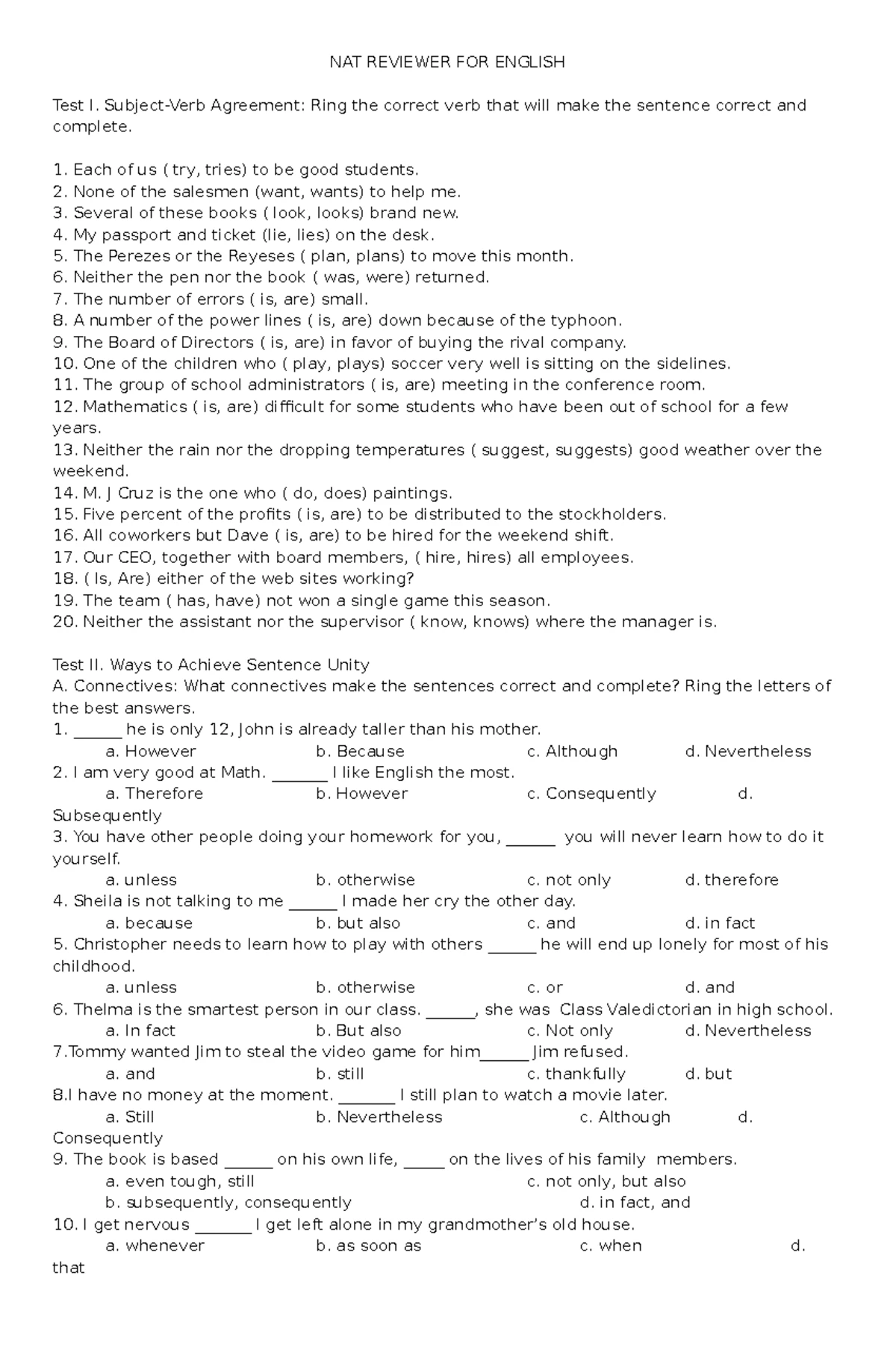 NAT 6 (Set 4) - Comprehensive Review Notes - Studocu
