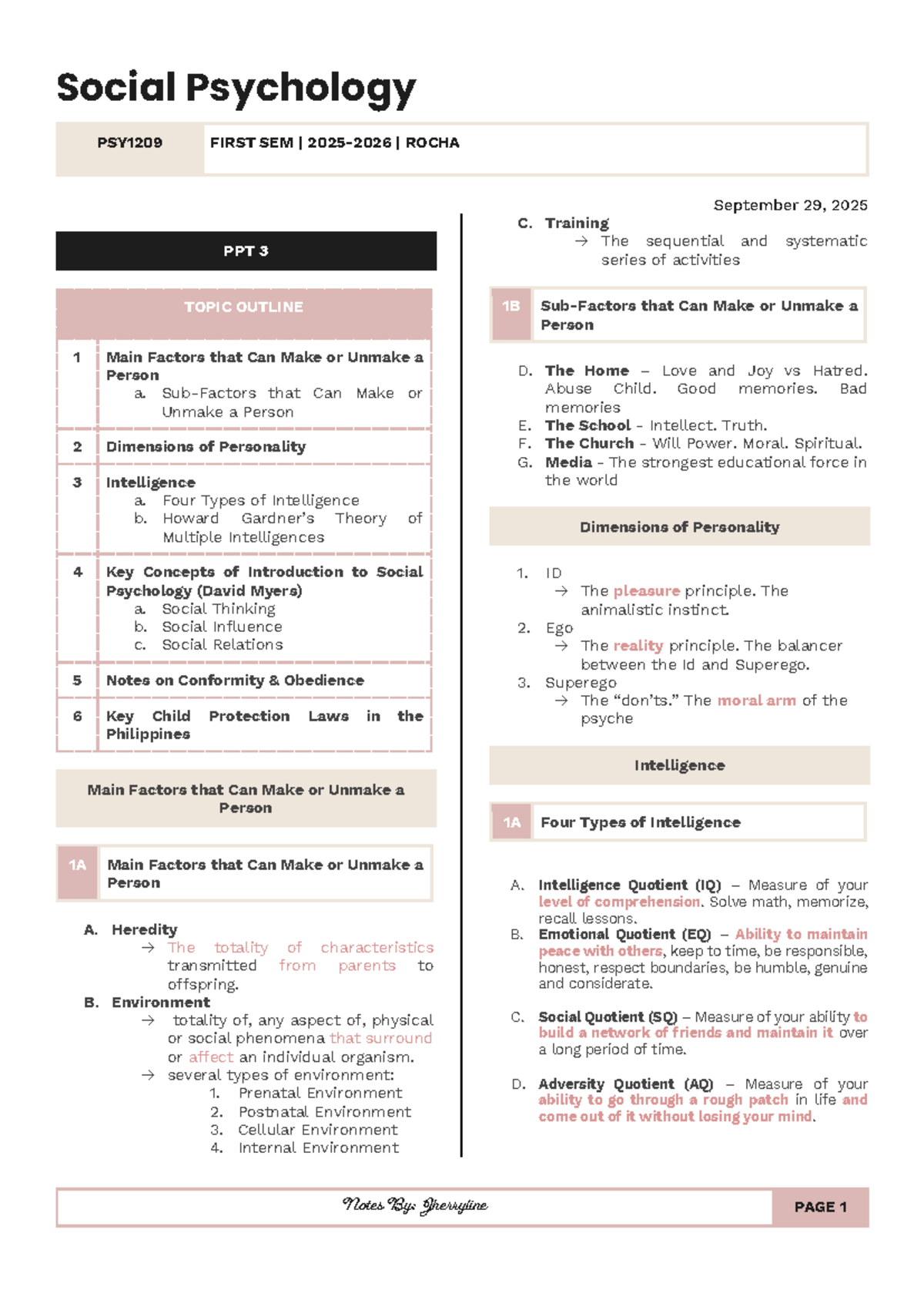 Social Psychology PSY1209 First Sem Reviewer: Key Concepts & Theories ...