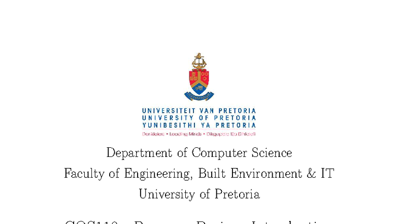 COS110 Program Design: Assignment 3 Specifications and Guidelines - Studocu