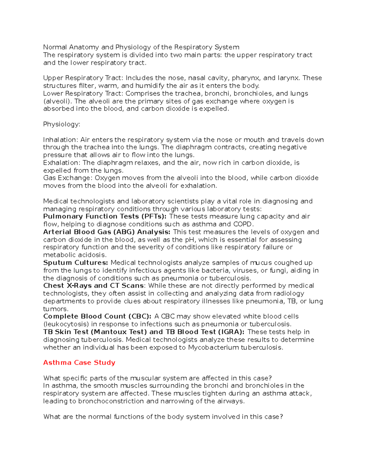 Mary case study - sdfeerre - Normal Anatomy and Physiology of the ...