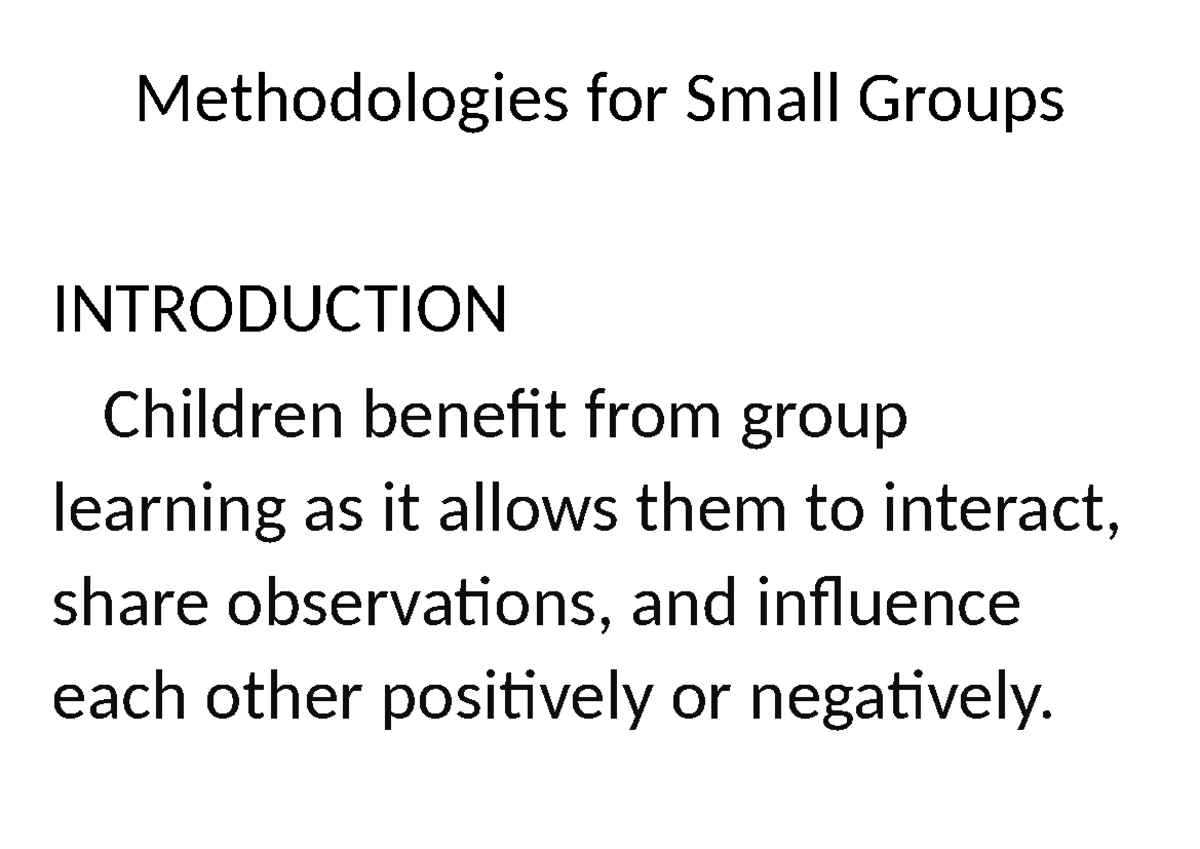 Methodologies for Small Groups - Methodologies for Small Groups ...