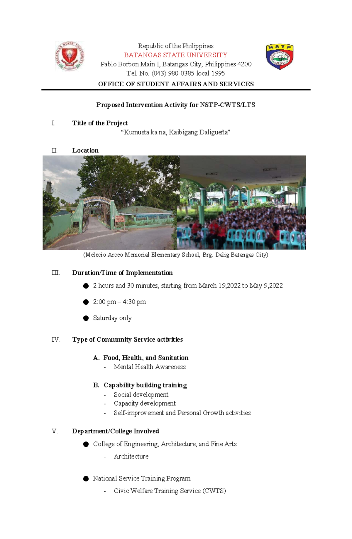 Community Project Proposal: Mental Health Awareness Campaign (CWTS ...