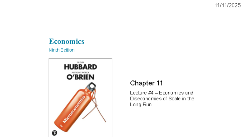 Economics 101: Long Run ATC & Economies of Scale Lecture Notes - Studocu