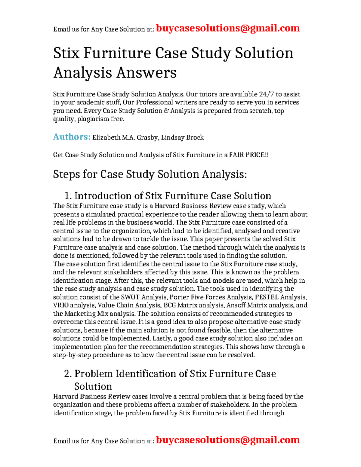 Stix Furniture Case Study Solution Analysis - Our tutors are available ...