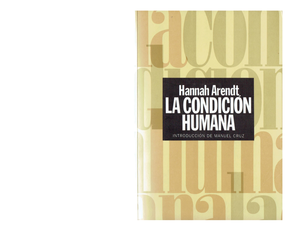 Arendt La condicion humana - Hannah Arendt LACONDICION HUMANA ...