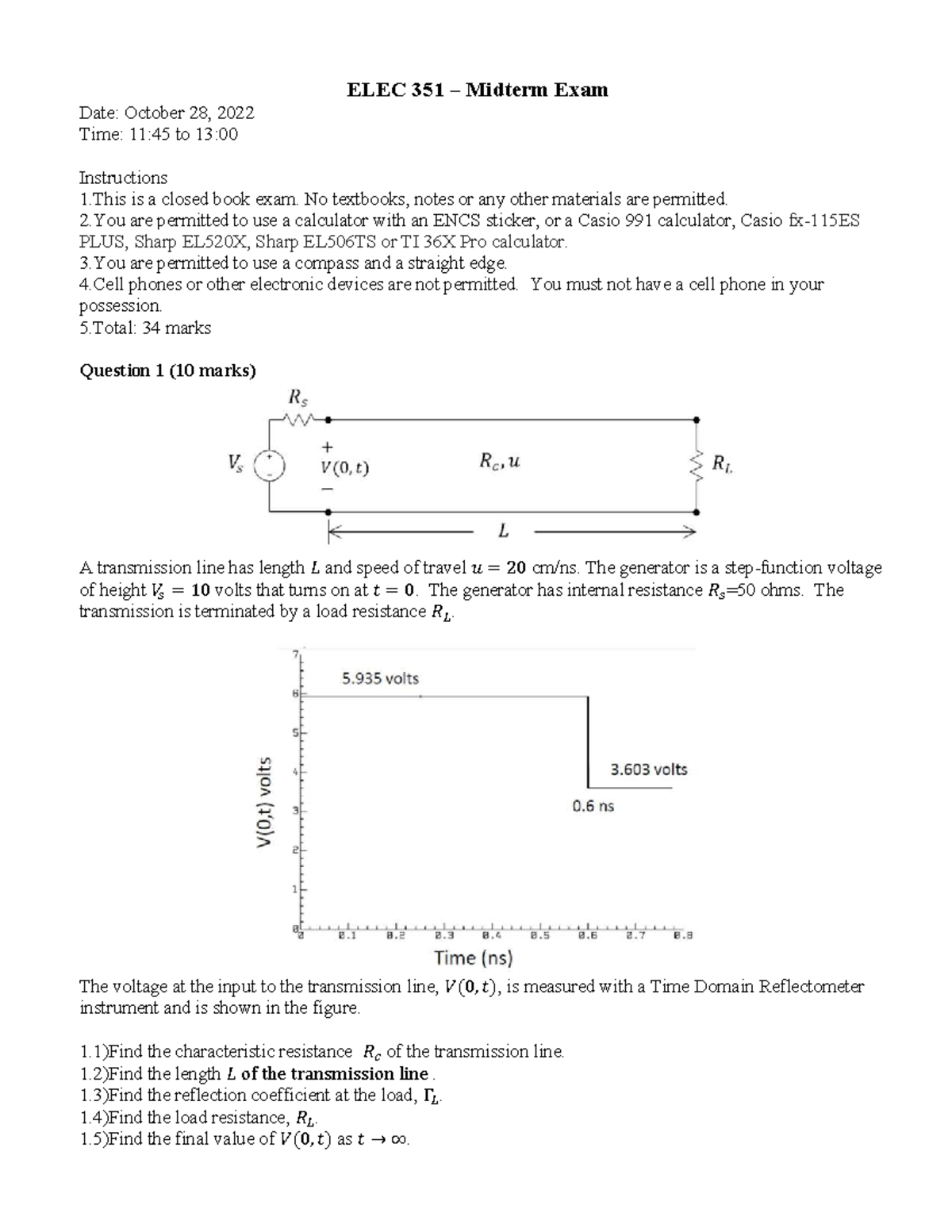 ELEC 351 Midterm Exam Solutions - Fall 2022 - Studocu