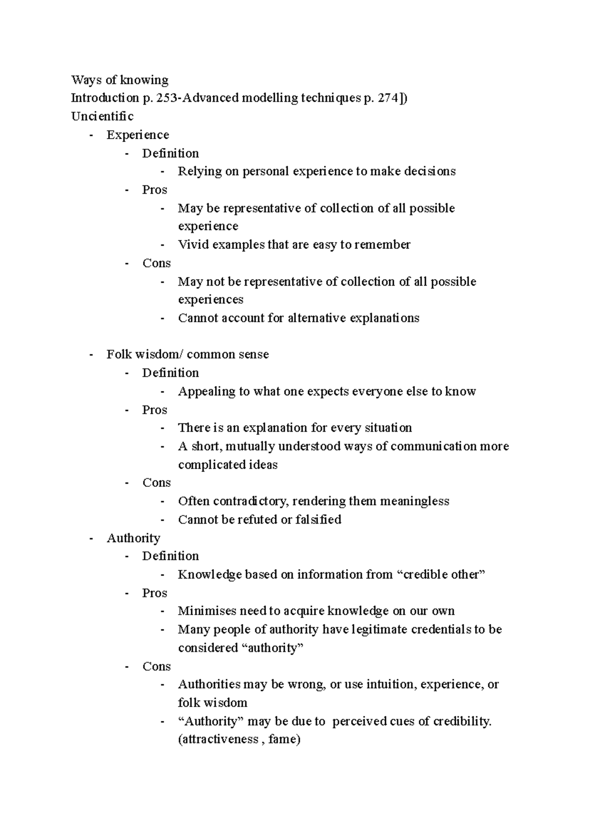 Psyc 217 - Midterm 1 Study Notes on Knowledge and Research Methods ...