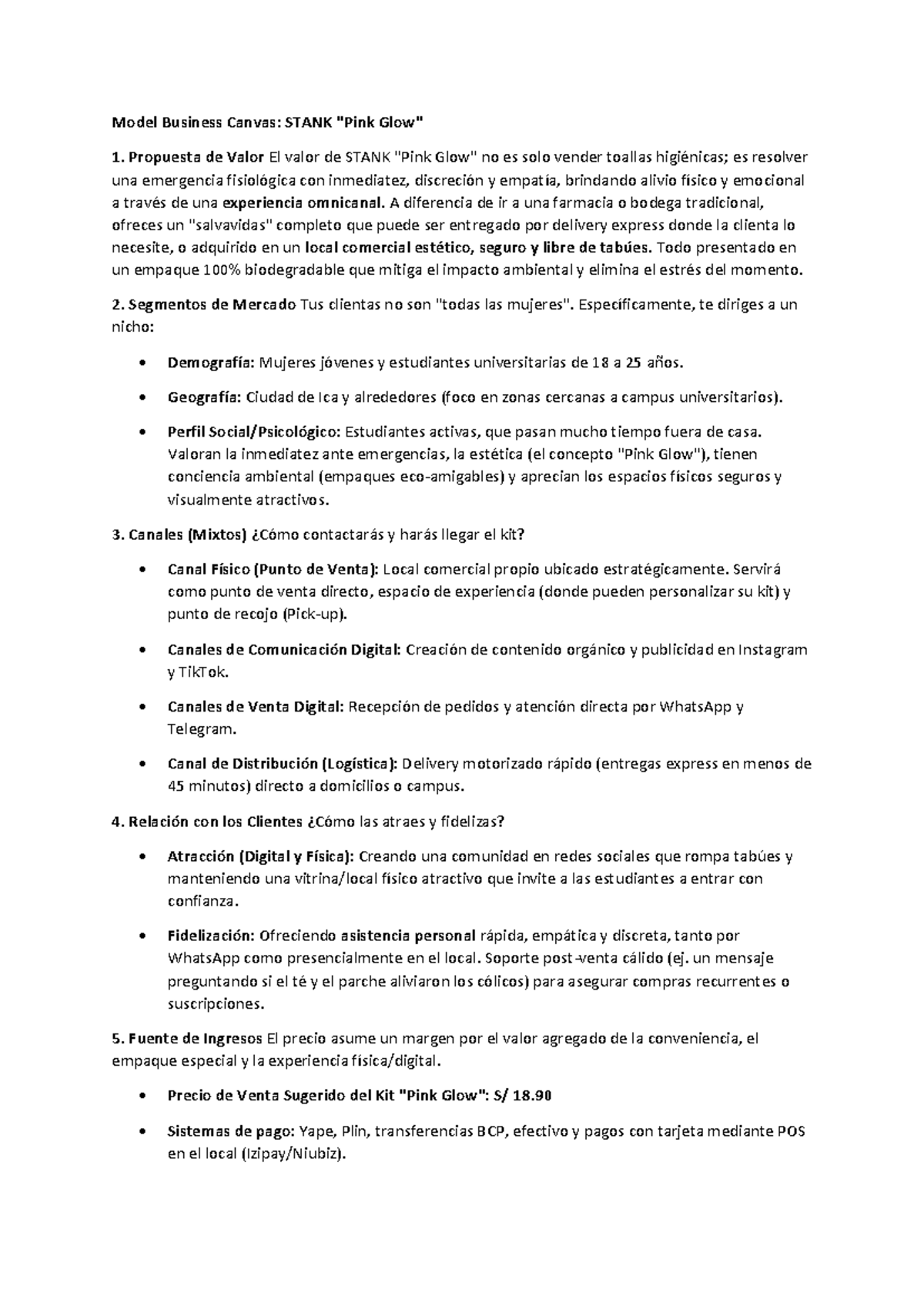 Modelo de Negocio Canvas: STANK - Propuesta de Valor y Estrategias ...