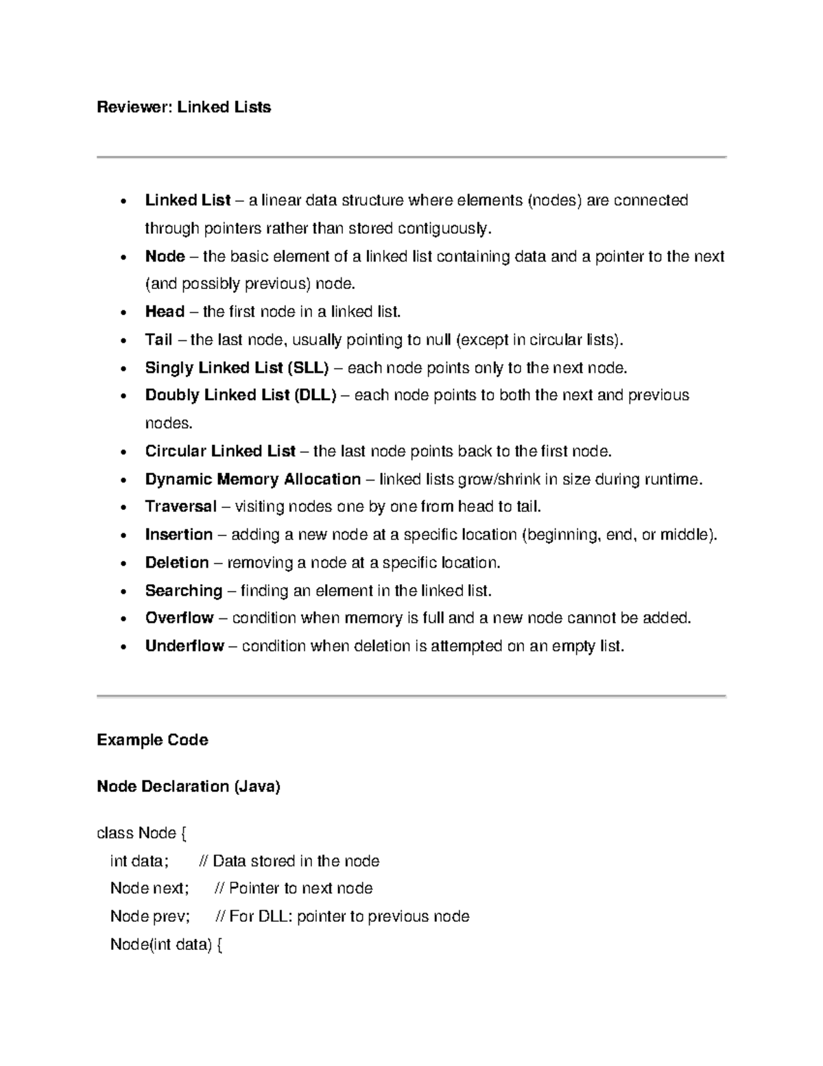 Linked Lists Overview: Types, Operations, and Comparisons - Studocu