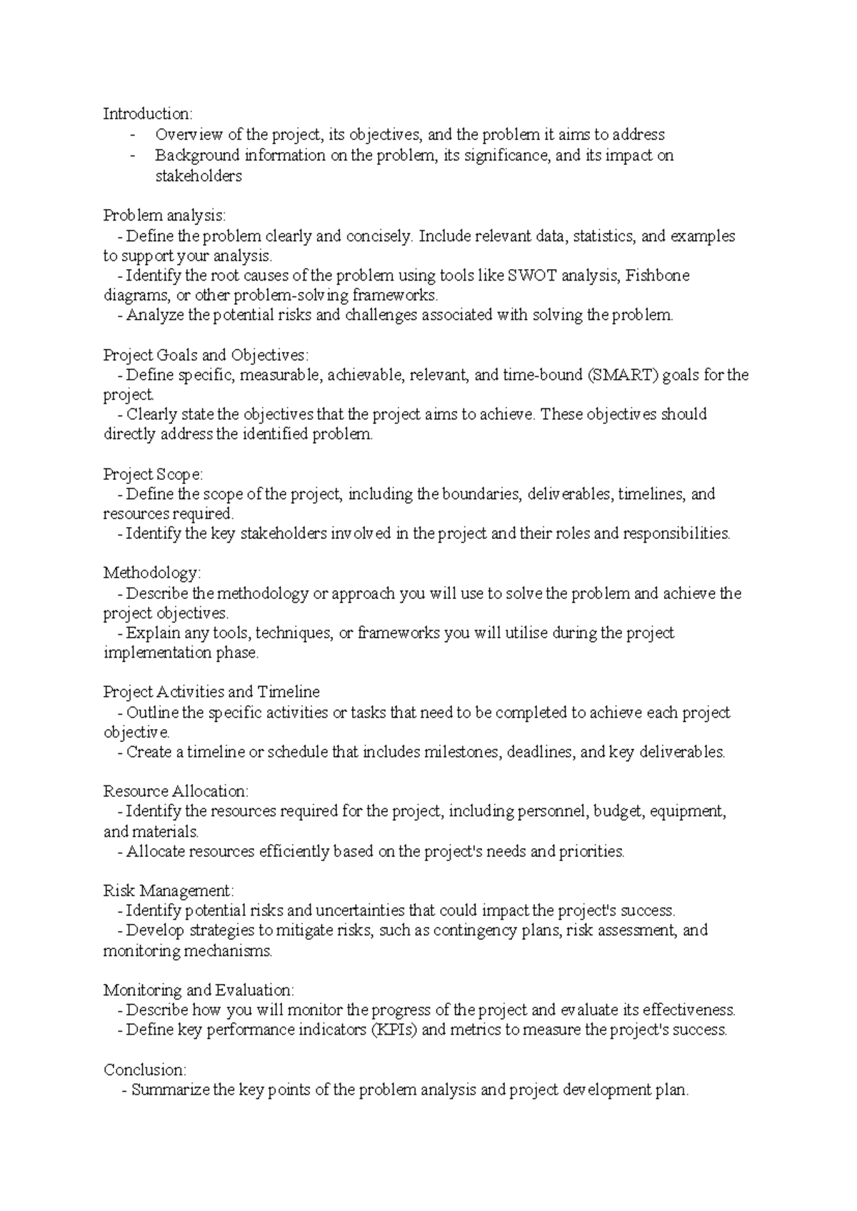 Project Development Plan for Client Problem Analysis (A2A-A2B) - Studocu
