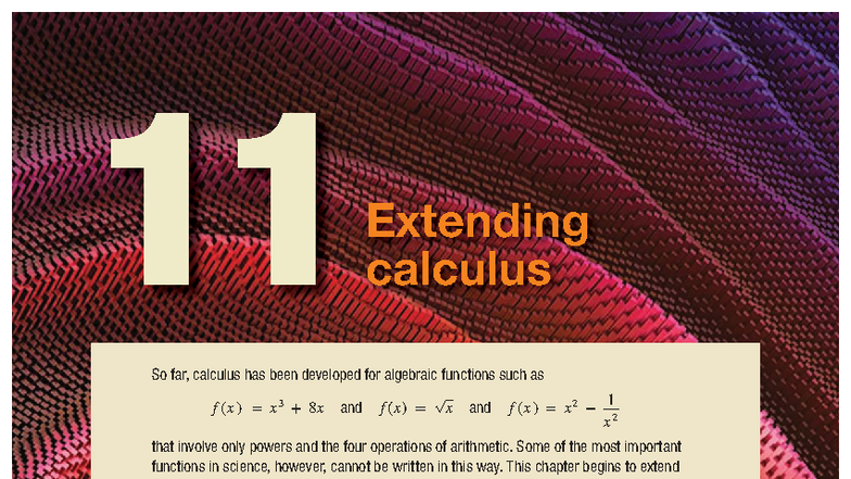 Chapter 11: Extending Calculus - Exercises and Practice (Maths Ext 1 ...