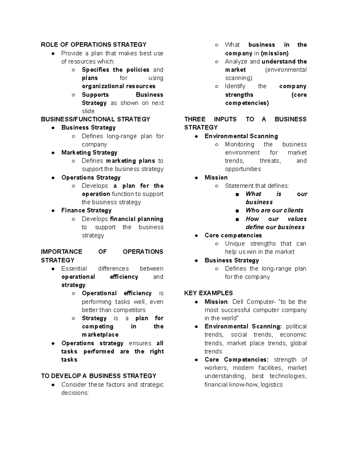 OPM 101: Understanding the Role of Operations Strategy - Studocu